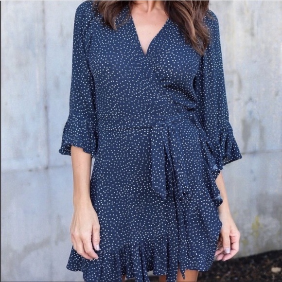 Skylar + Madison | Dresses | Skylar Madison Navy Blue Polka Dot Flowy ...